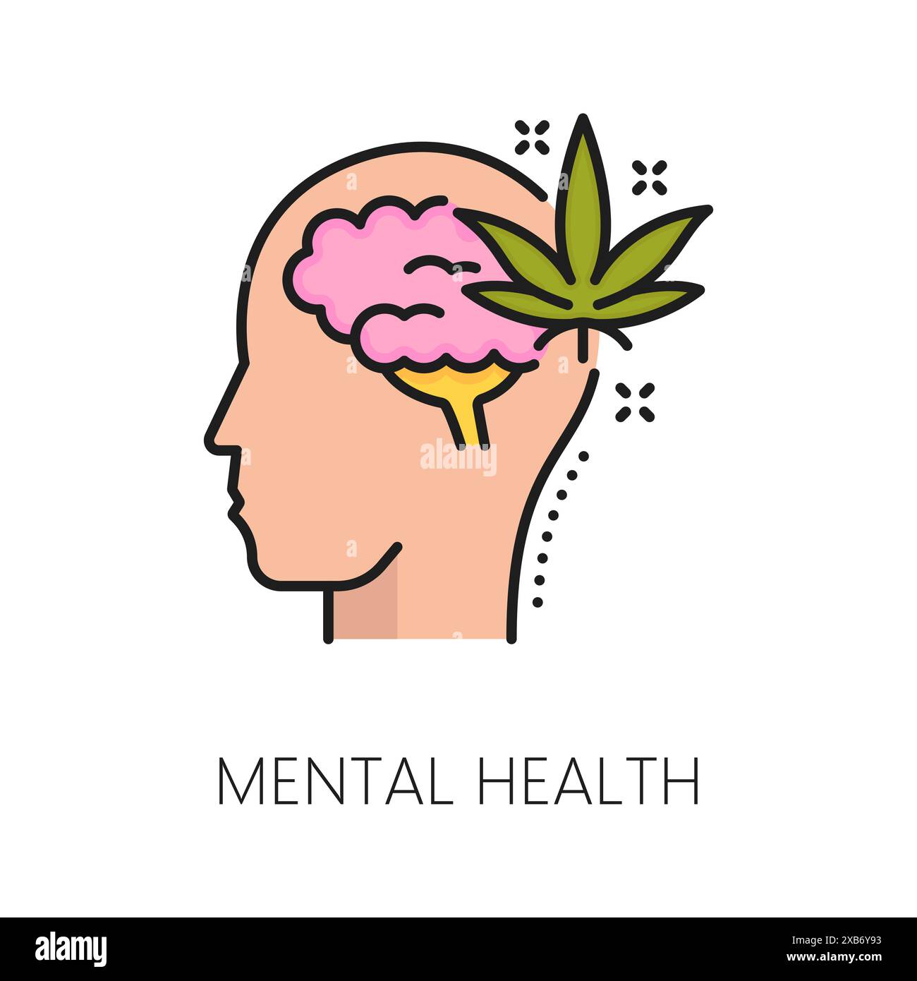 Medical cannabis mental health color line icon. Medicine cannabis drug ...