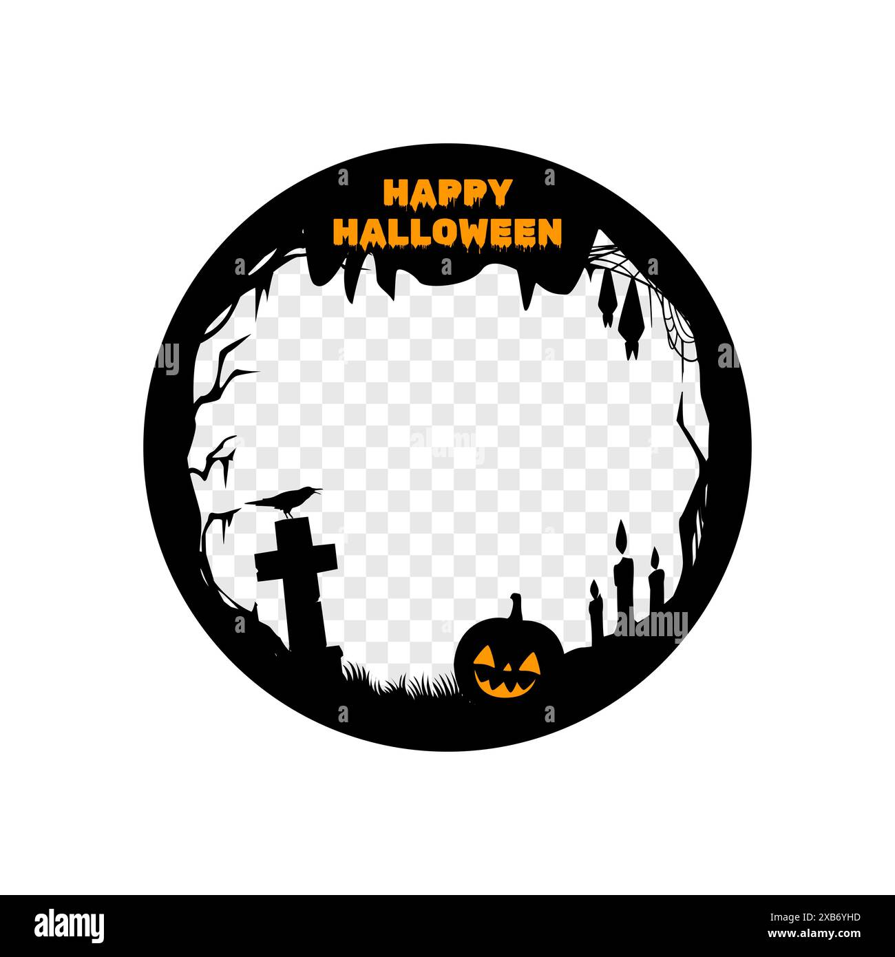 Halloween social media post frame template features round border with ...