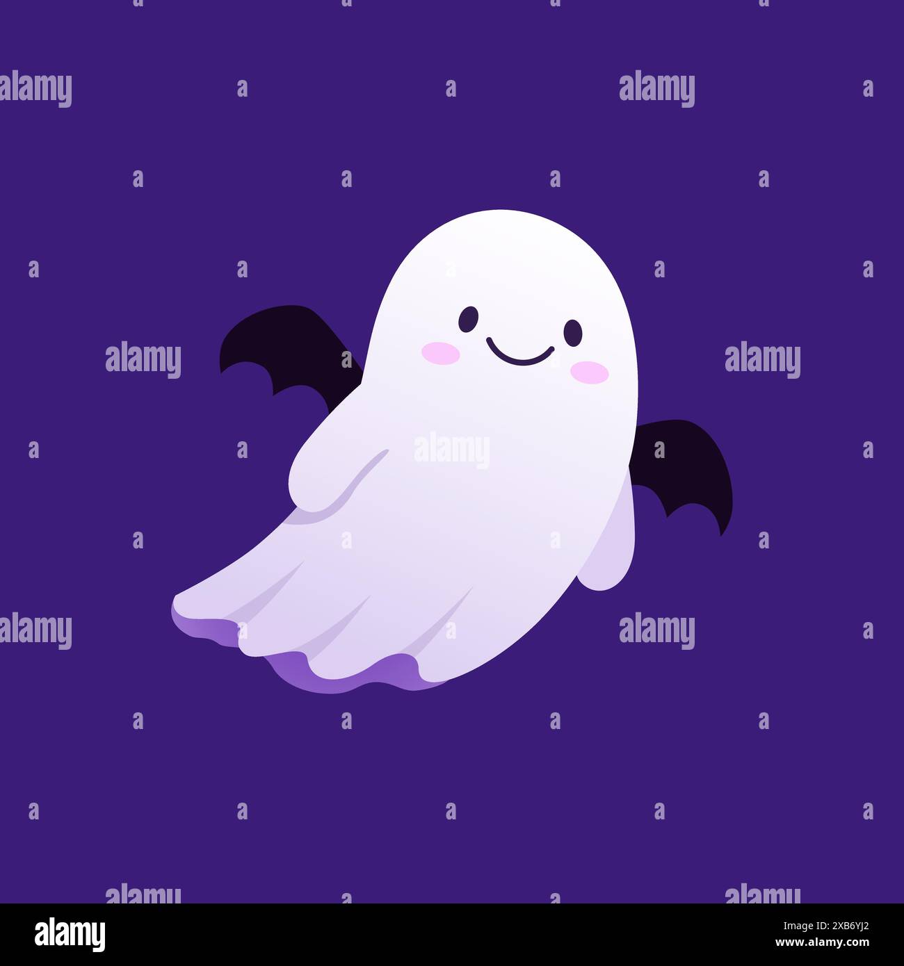 Halloween kawaii ghost character. Isolated cartoon vector funny spook ...