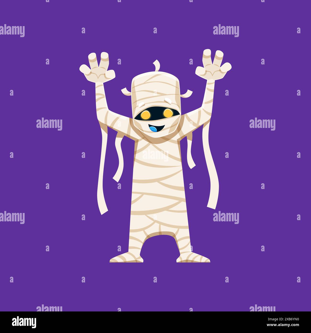 Cartoon Halloween mummy character. Isolated vector funny bandaged ...