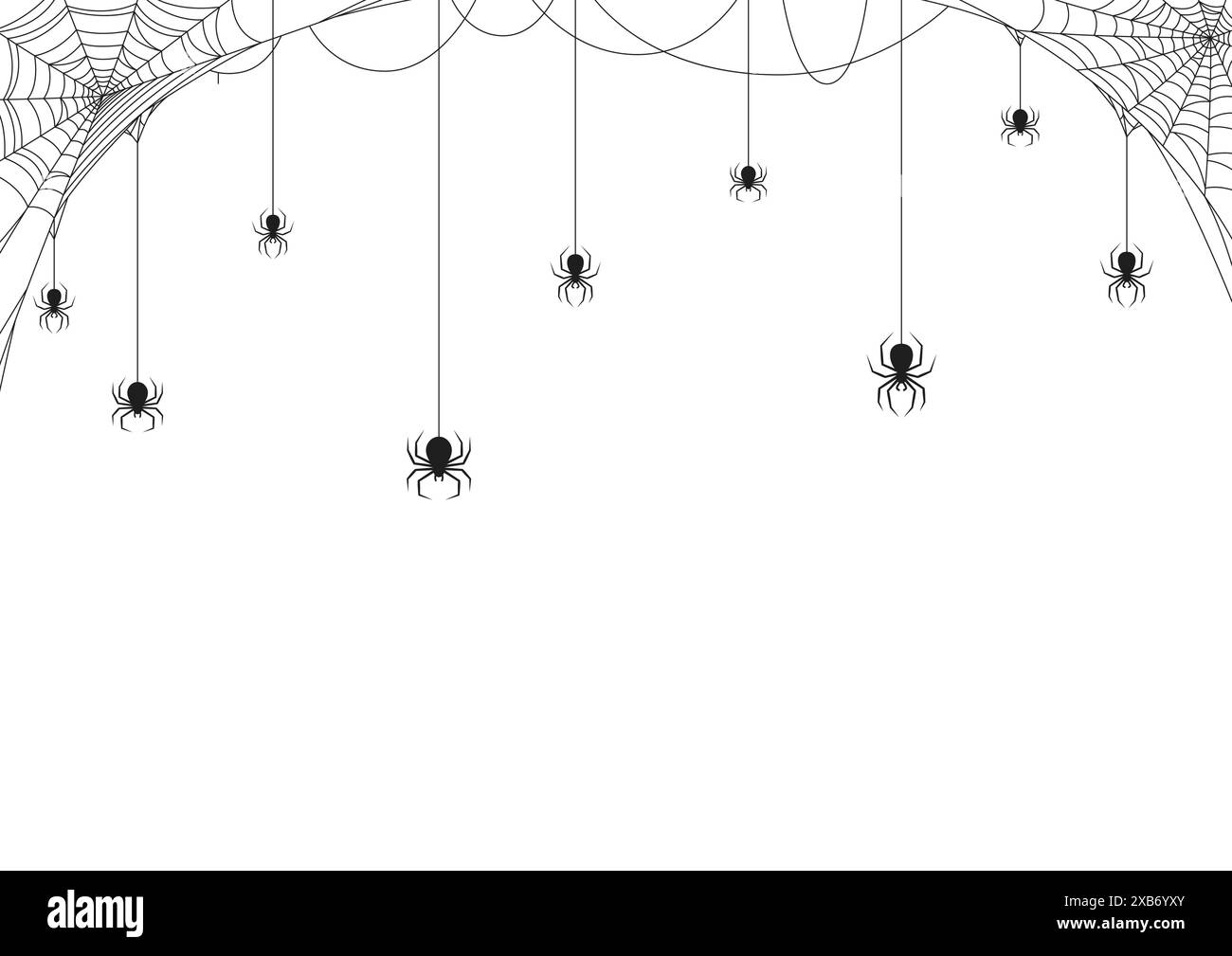 Halloween spider border. Horror scary background, spooky frame or ...