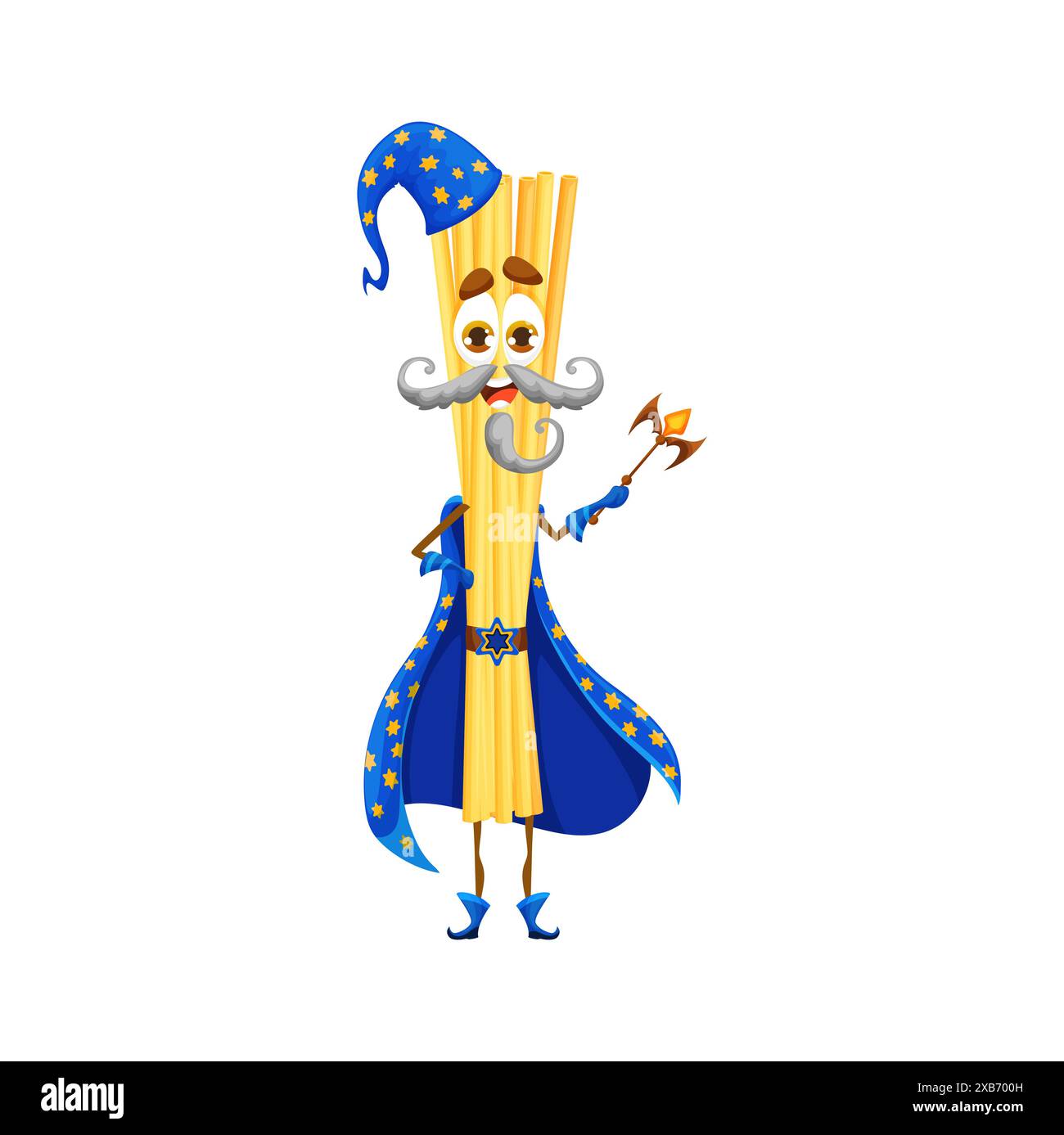 Cartoon Halloween italian pasta wizard character. Isolated vector ...