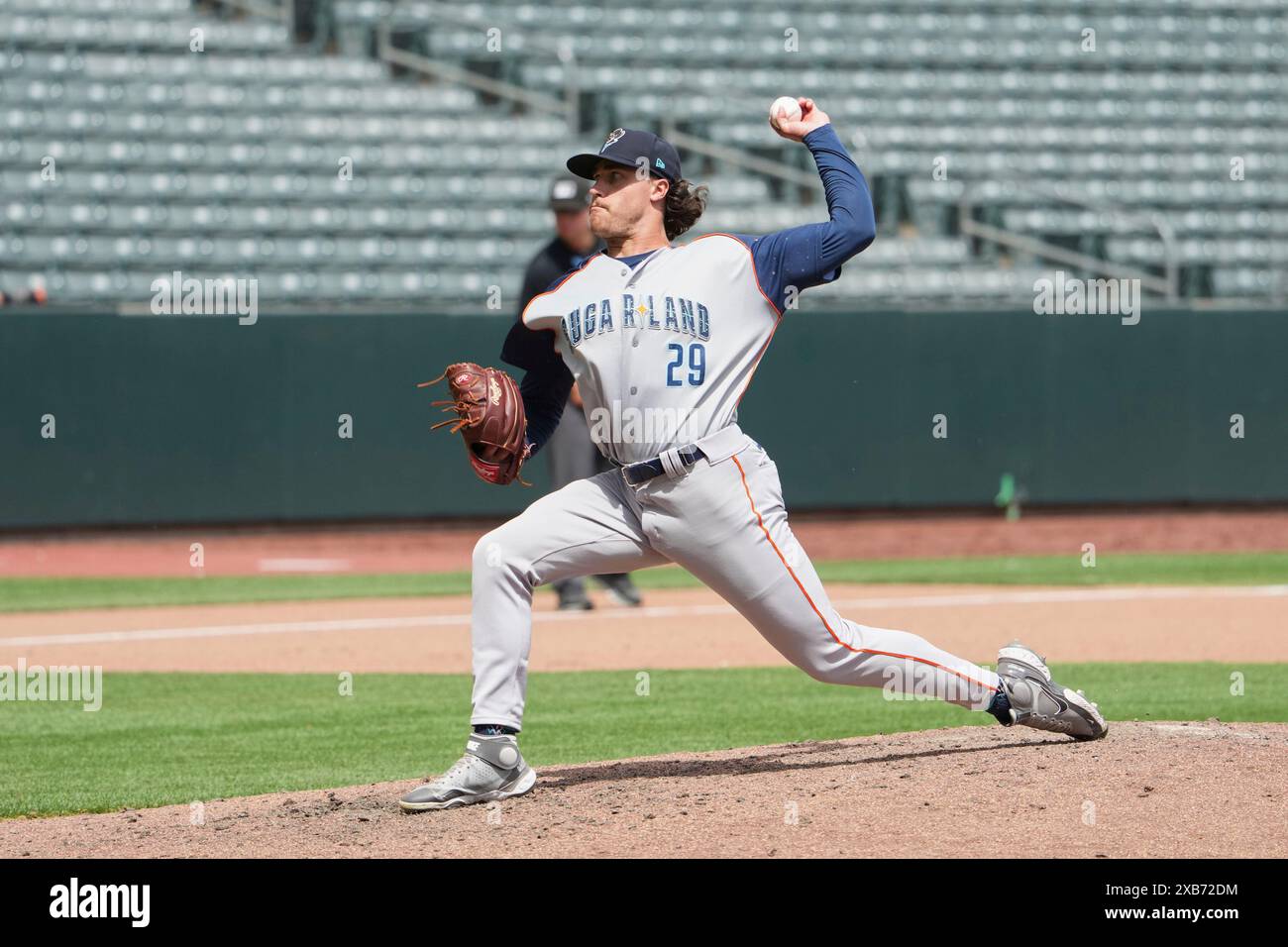 May 26 2024: Sugar Land pitcher Bryan King (29) throws a pitch during ...