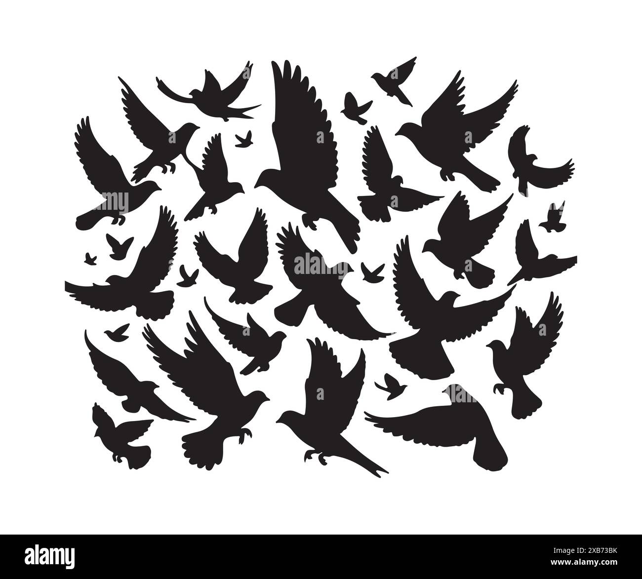 Flying birds silhouettes Stock Vector Images - Alamy