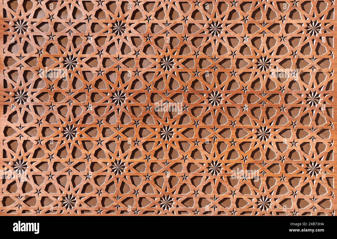 Detail of wooden door with traditional islamic ornament. Wood window ...