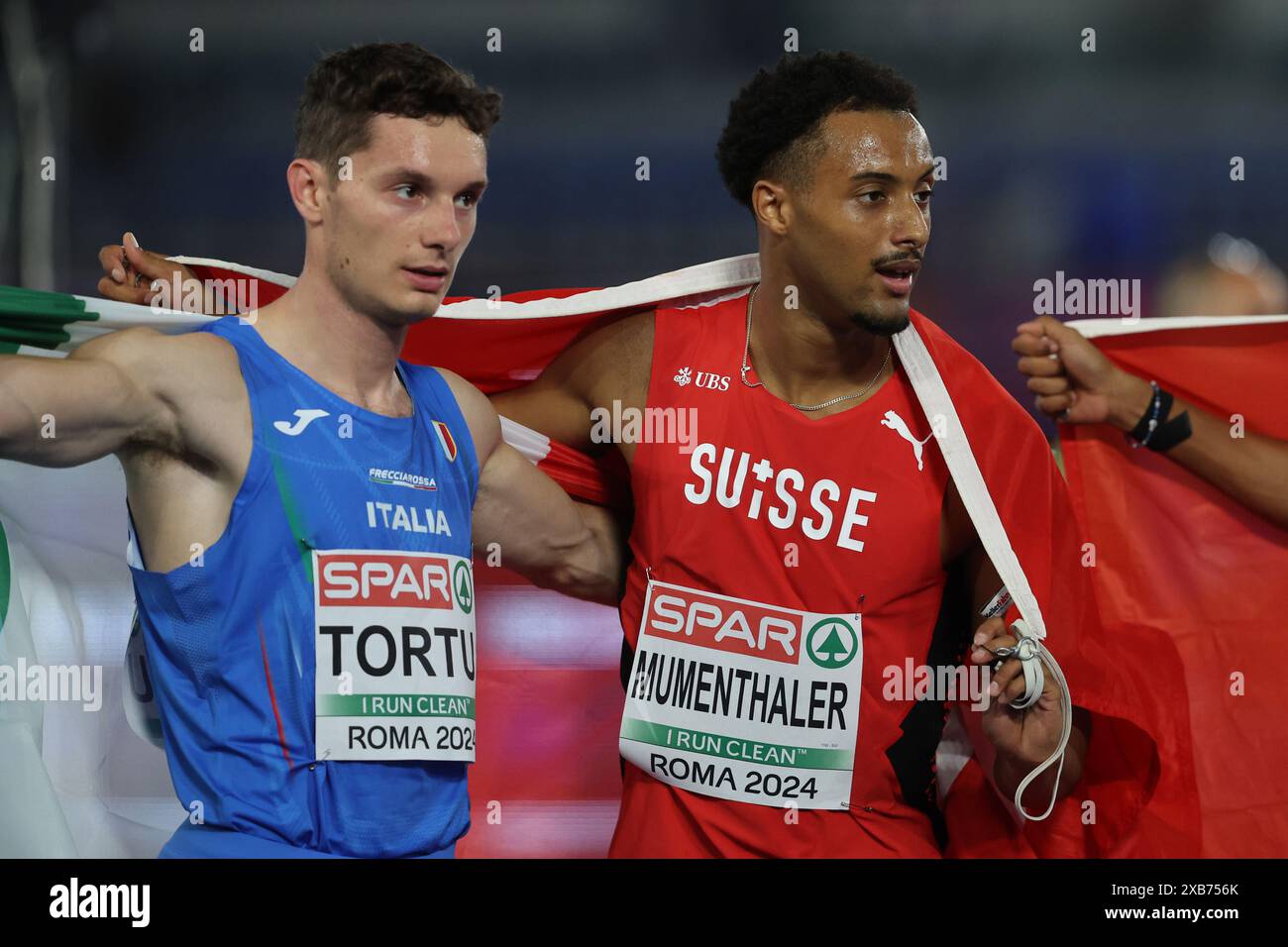 Rome, Italy 10.06.2024: Filippo Tortu and Timothe MUMENTHALER os Swiss ...