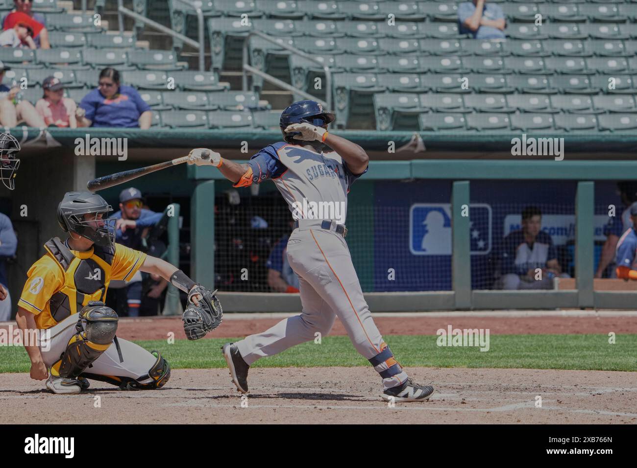 May 26 2024: Sugar Land right fielder Quincy Hamilton (10) hits a homer ...