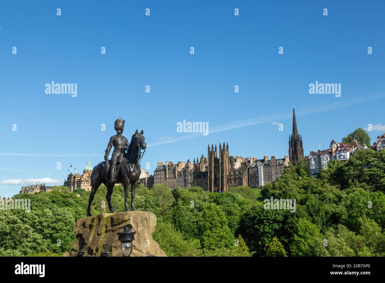 The Royal Scots Greys Monument on Princess Street, Edinburgh Stock ...