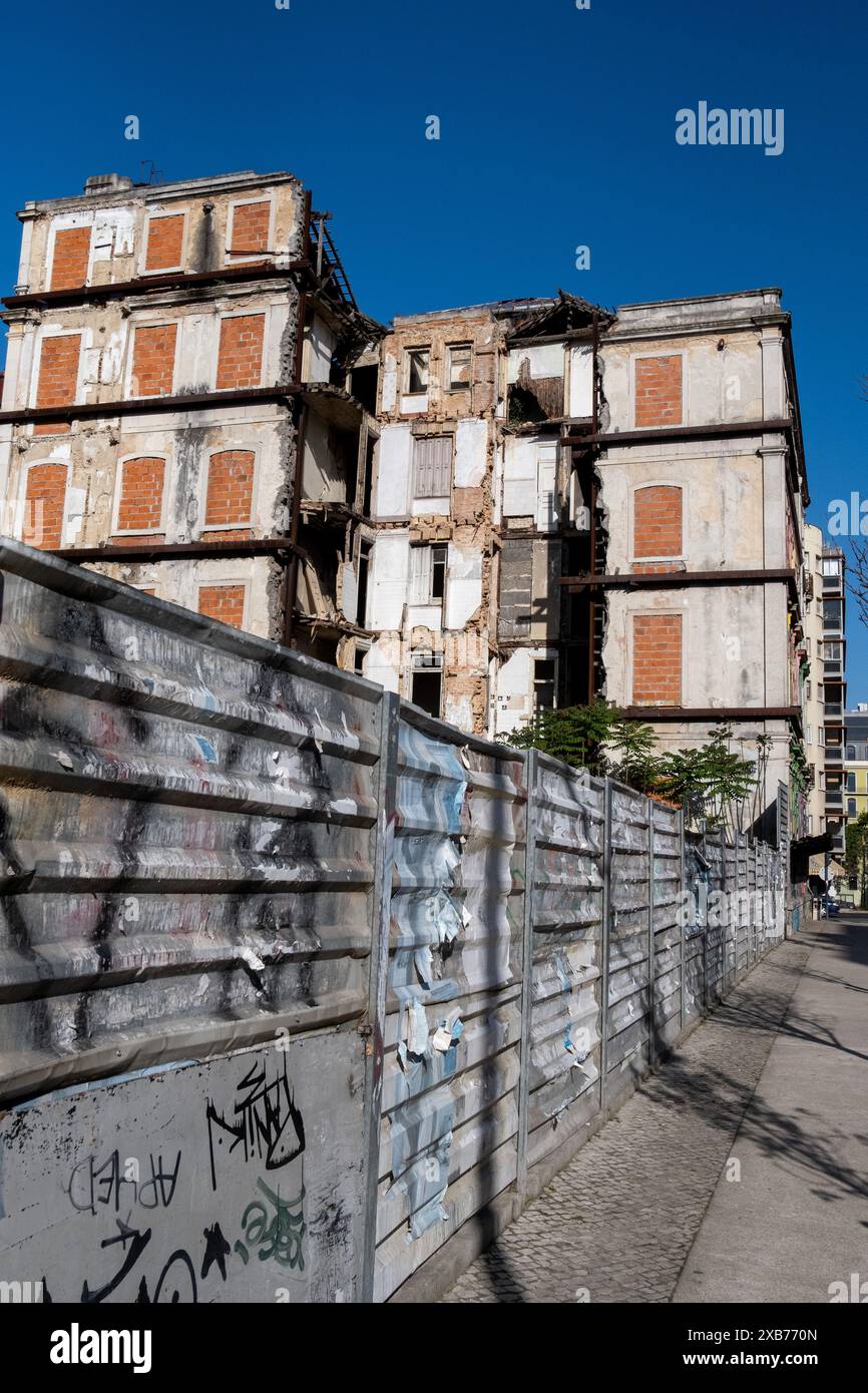 A Residential Building Being Demolished In Lisbon The Capital Of