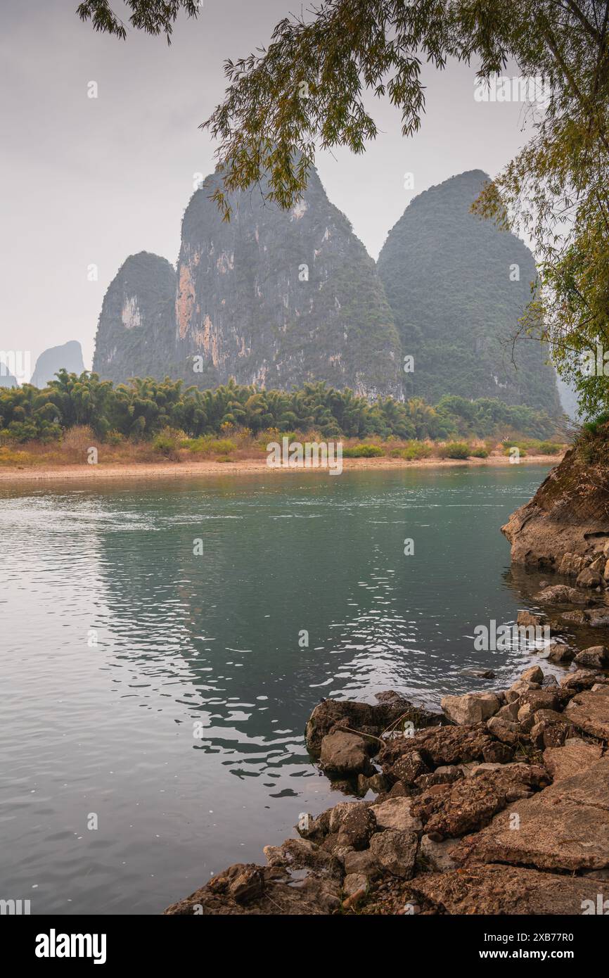 9 bends of the Li river scenic area in Xingping village, Guilin ...