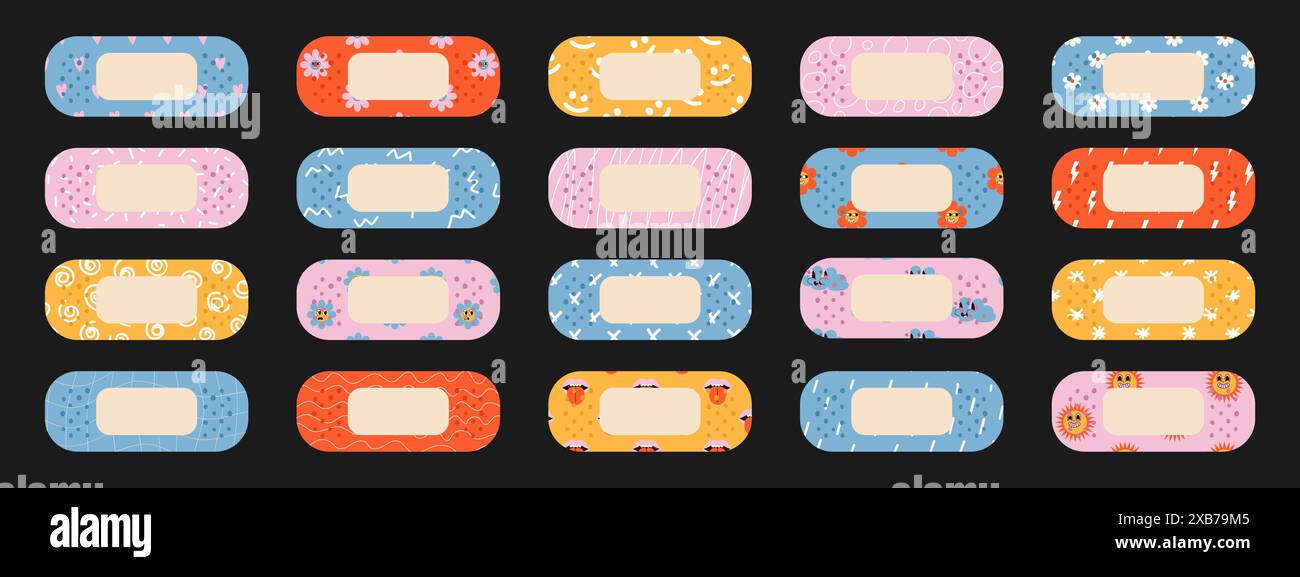 Hand drawn adhesive plaster with funny prints for kids Stock Vector ...