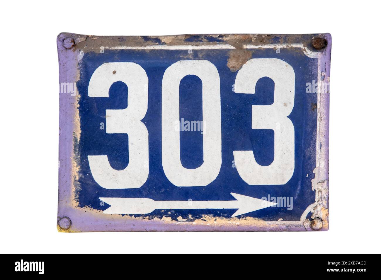 Weathered grunge square metal enameled plate of number of street ...