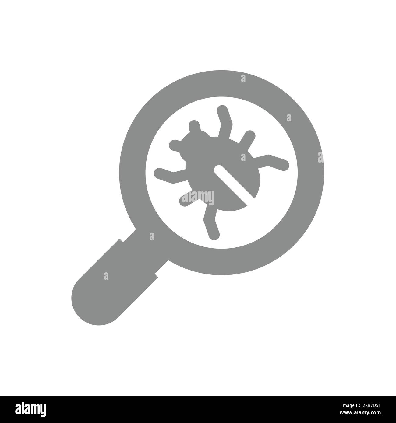 Bug fixing and identifying vector icon. Bug tracking with magnifying glass symbol Stock Vector ...