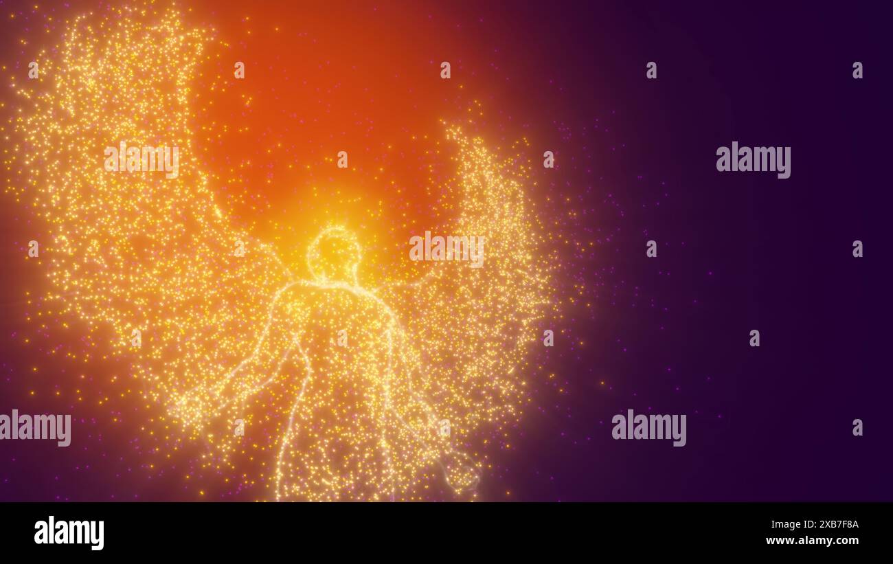 3d illustration. The golden angel in the astral space Stock Photo - Alamy