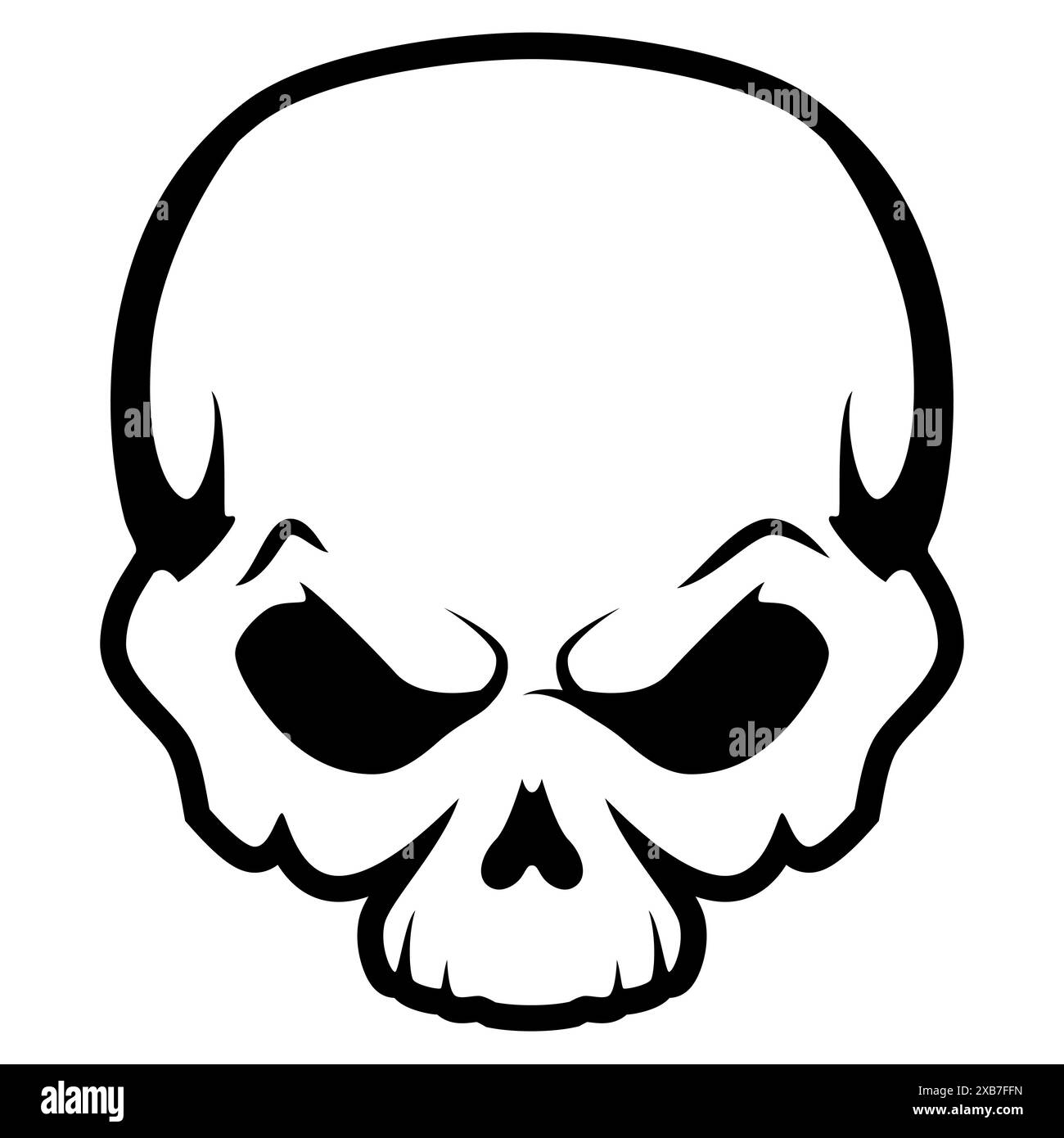 Human Skull Black And White Vector Tattoo Illustration Isolated On White Background Stock