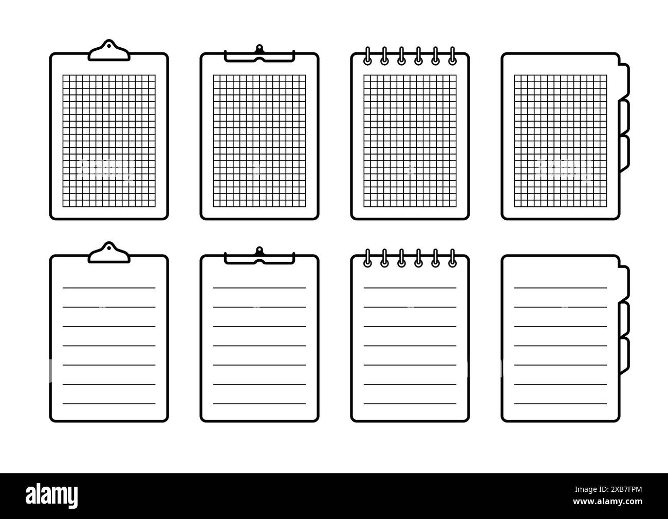 Minimalist template with gridded and lined papers attached to folders ...