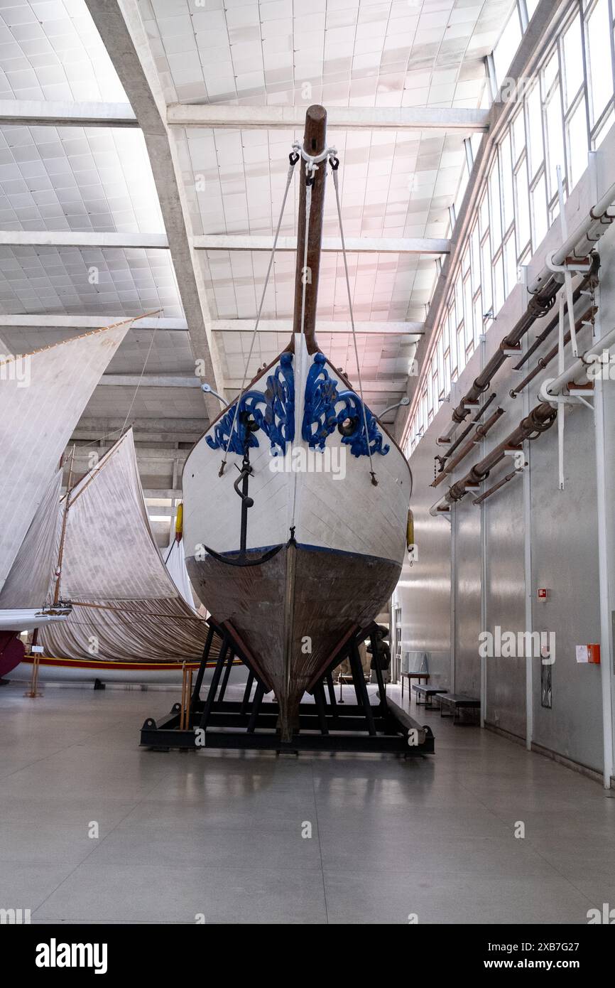 Hall with old navy museum boat in Lisbon, capital of Portugal on 30 ...