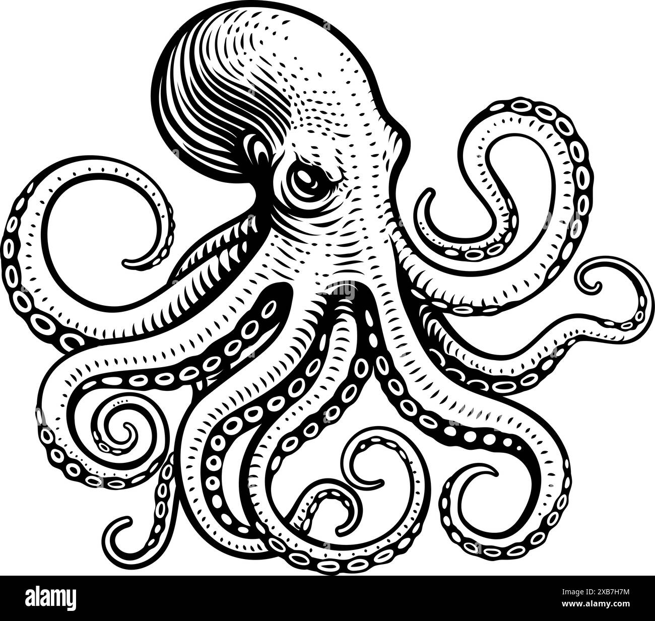 Octopus Cthulhu Tattoo Woodcut Kraken Mascot Squid Stock Vector Image ...