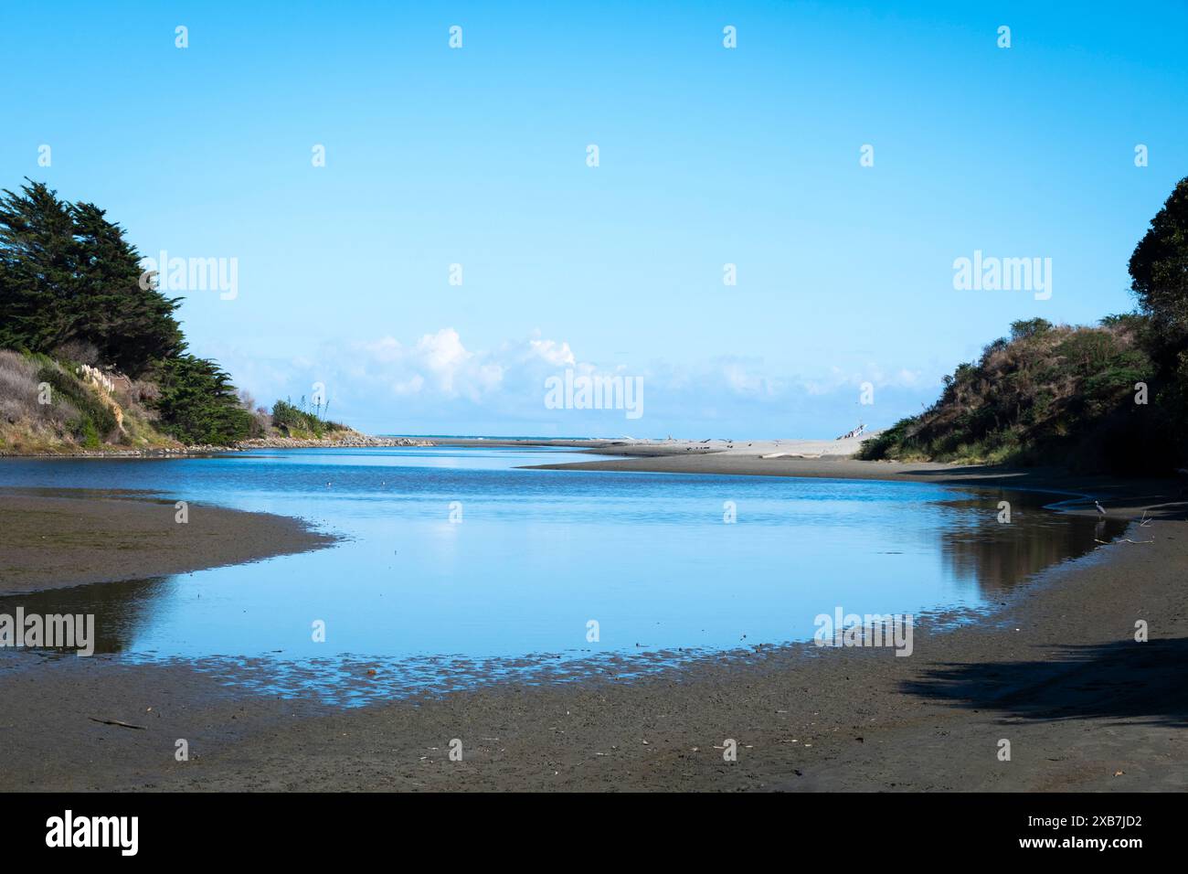 Waikawa Stream estuary, Waikawa Beach, Horowhenua, North Island, New ...