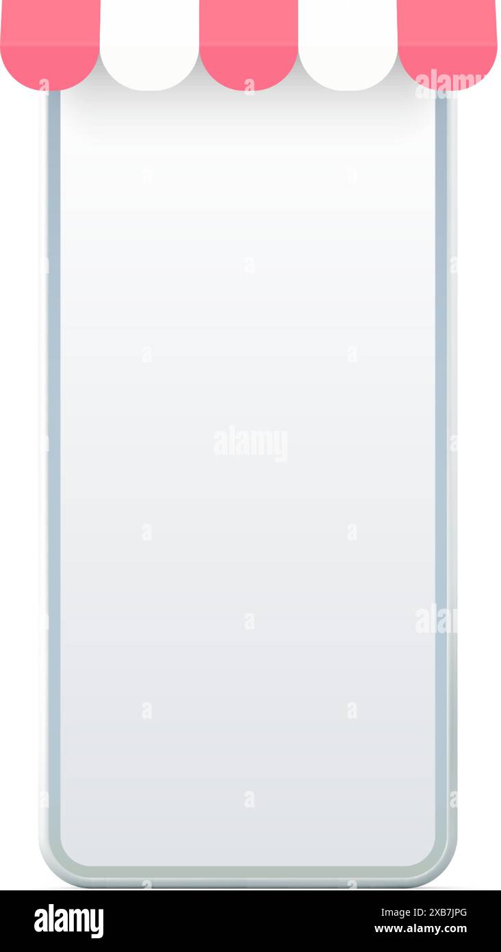 Smartphone 3d screen with awning vector template. Design online store ...