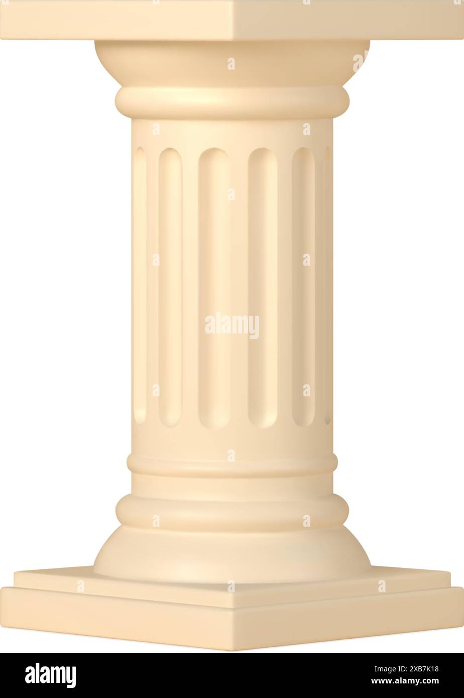 Antique marble 3d column pedestal vector template. Beige greek ...