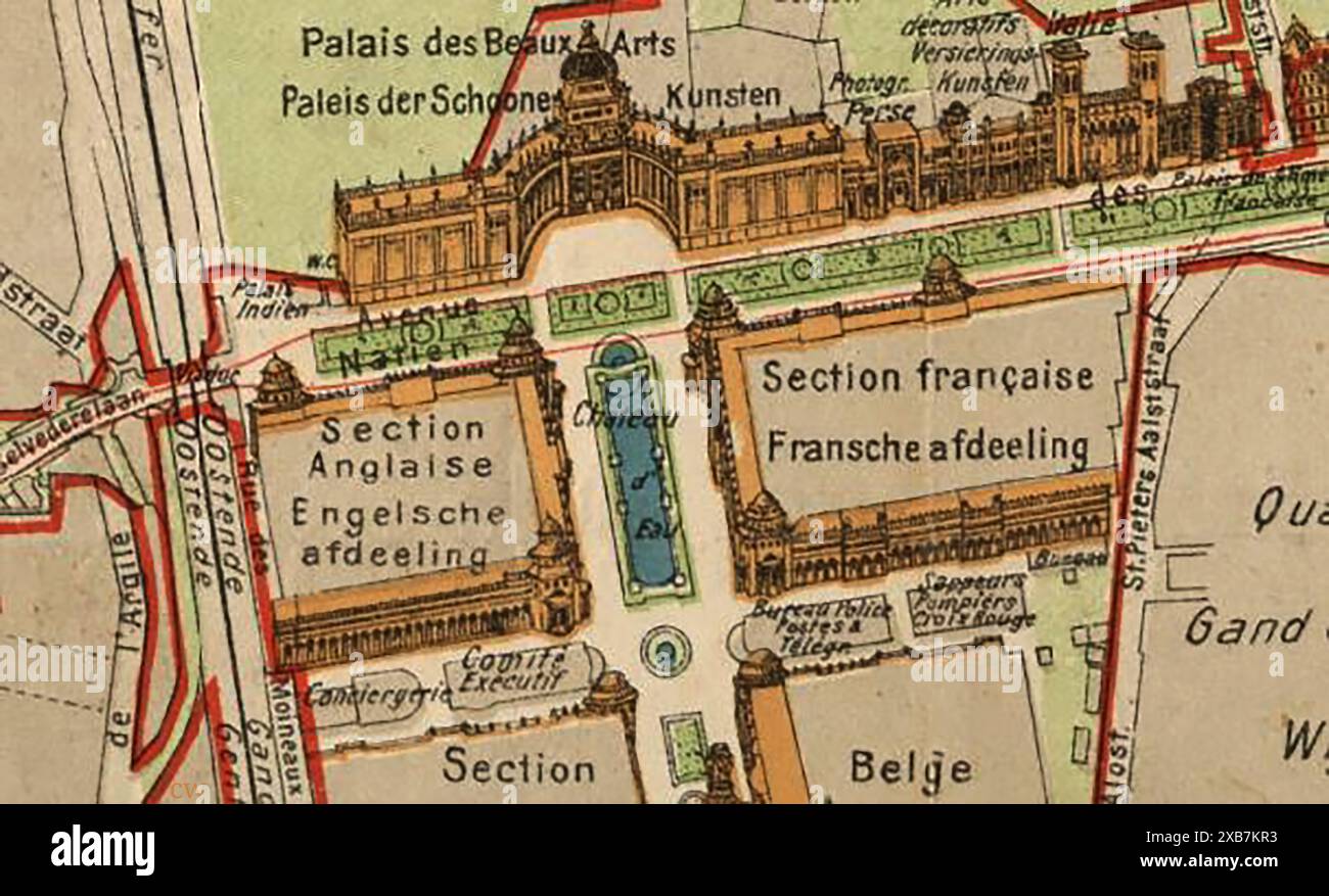 A map of part of the Worlds Fair at Ghent 1913 showing the English ...