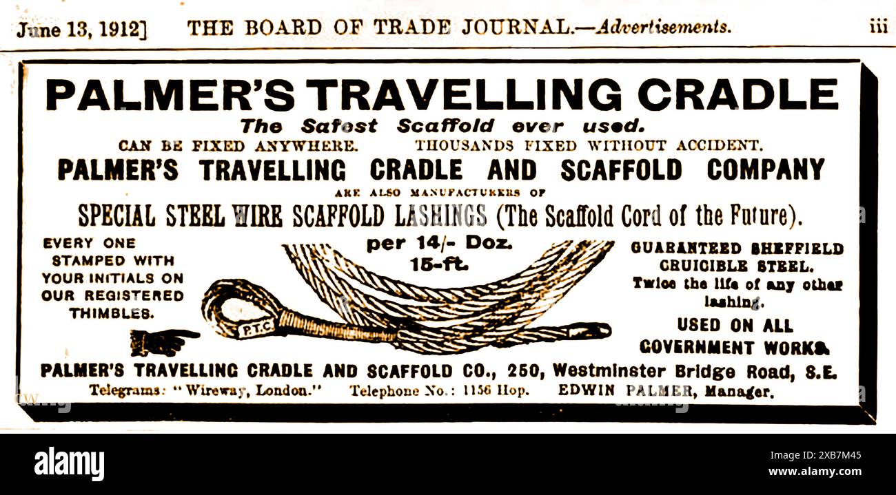 British Board of trade journal advertisement 1912 for Palmer's ...