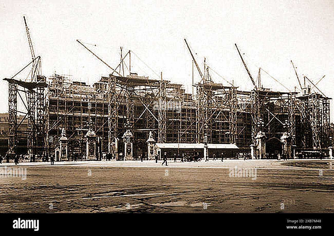 Cranes and scaffolding being used during major construction work at ...