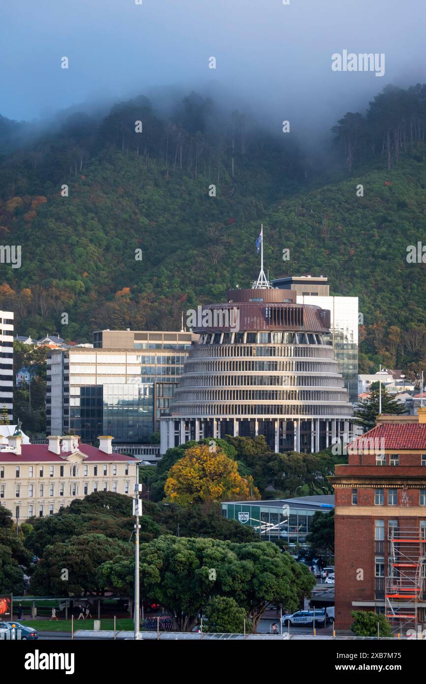 The Beehive, Government Offices, central city, Wellington, North Island ...