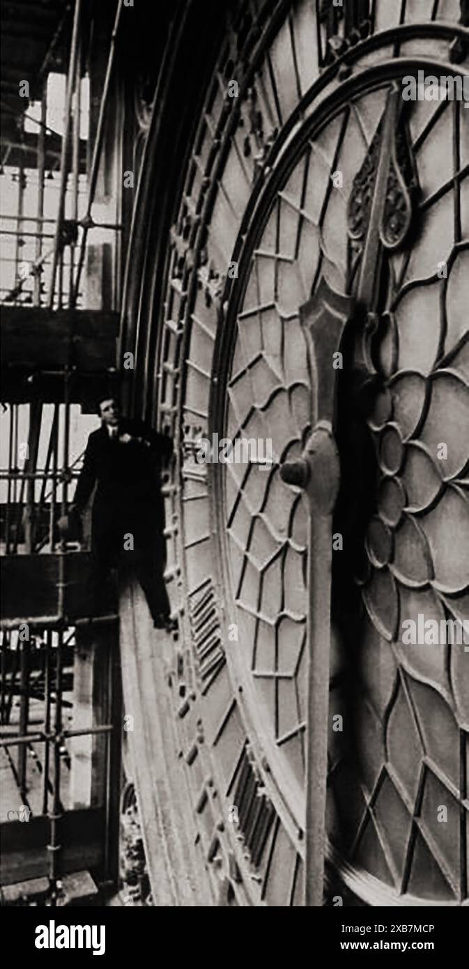 1934 Stepping off the scaffold to inspect the clock face of Big Ben ...