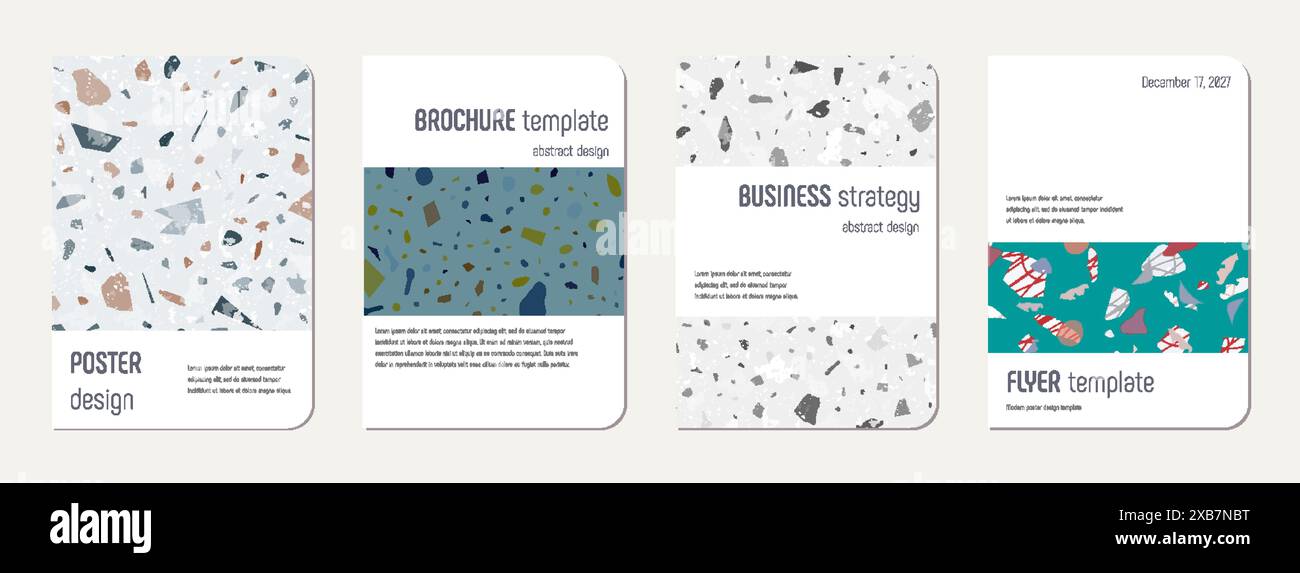 Note book cover design. Terrazzo abstract background made of natural ...