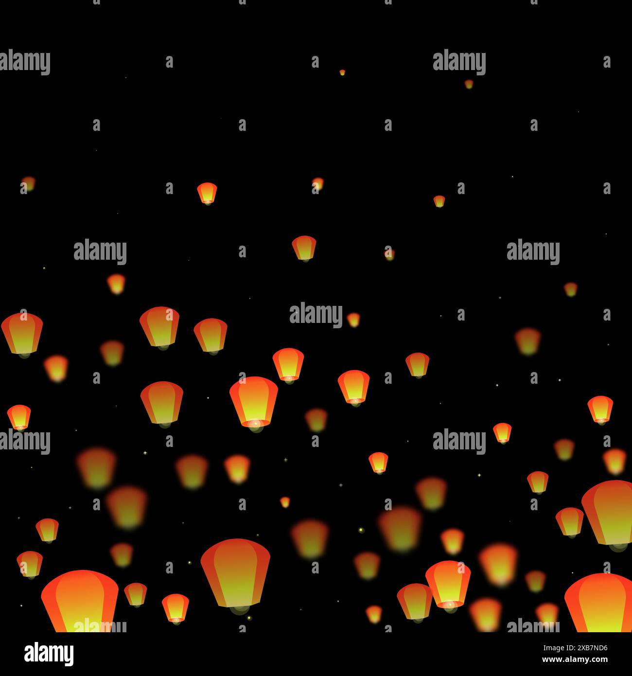 Yi peng festival card. Thailand holiday with paper lantern lights ...