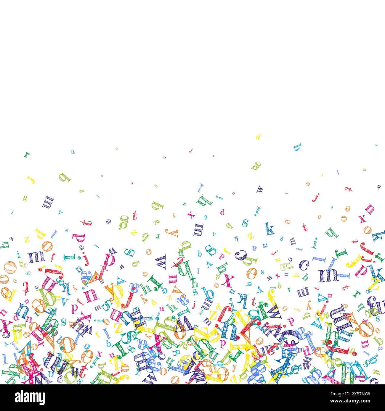 Concept of school background. Colorful childish falling letters of ...