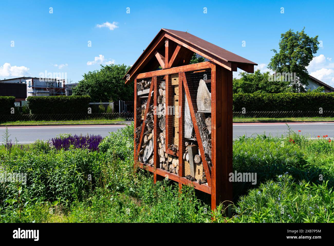A hotel for insects in the city with many compartments for insects ...