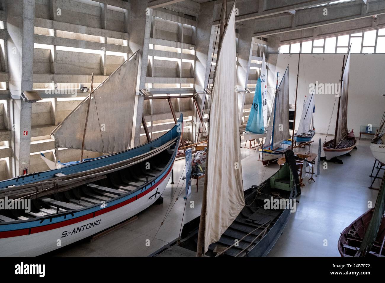 Hall with old navy museum boat in Lisbon, capital of Portugal on 30 ...