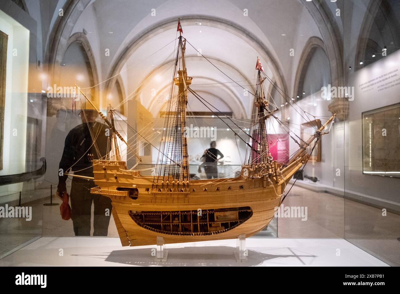 Model sailboat at the Naval Museum in Lisbon, capital of Portugal, on ...