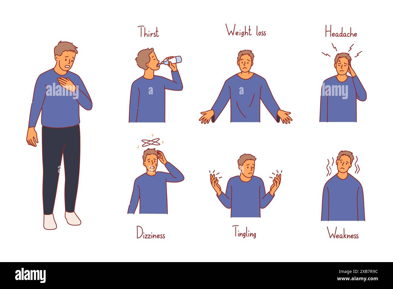Man with diabetes symptoms. Severe illness, high blood sugar levels ...