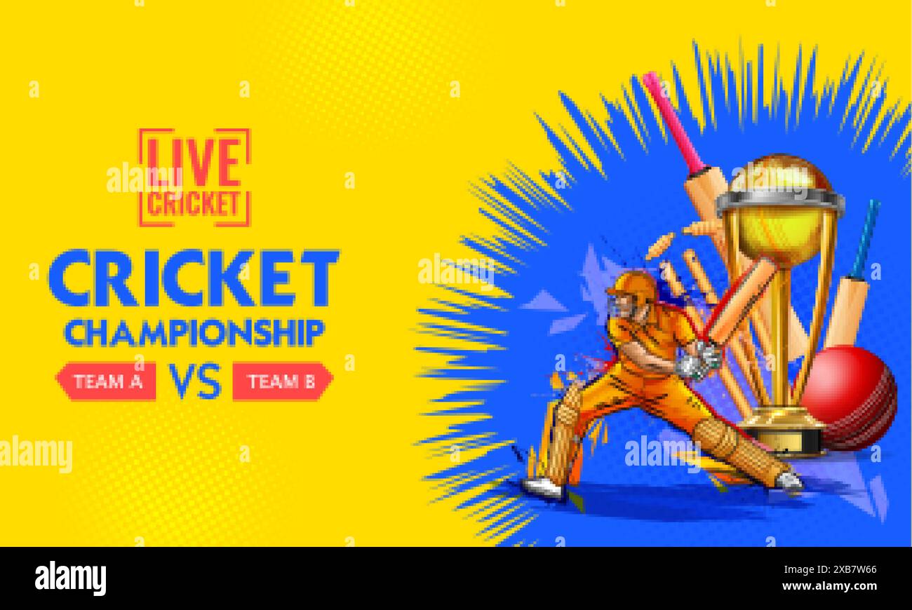 batsman playing cricket championship sports 2024 Stock Vector Image ...
