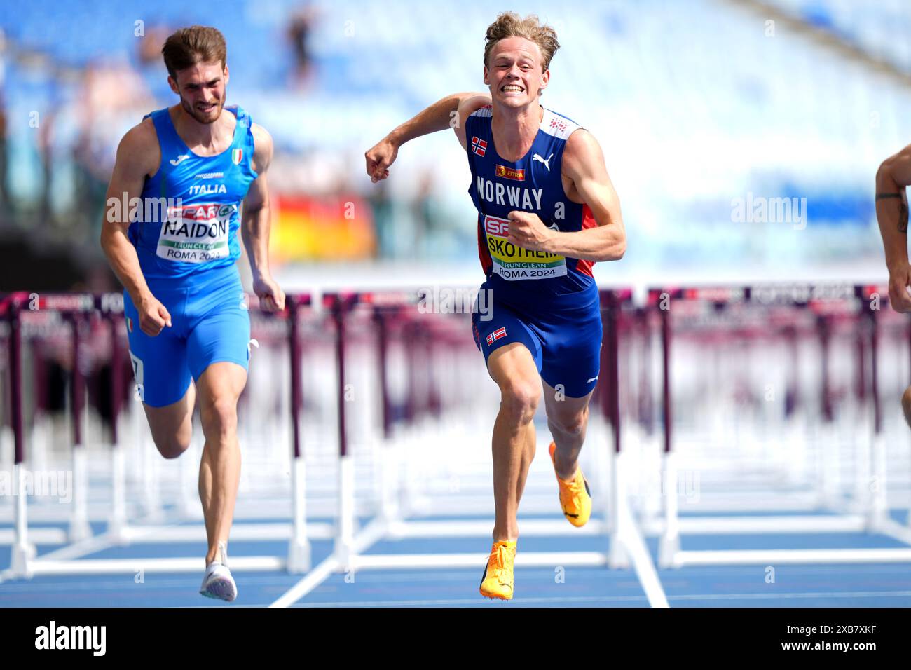 Rome, Italy 20240611. Sander Aae Skotheim in action in the 110m hurdles ...