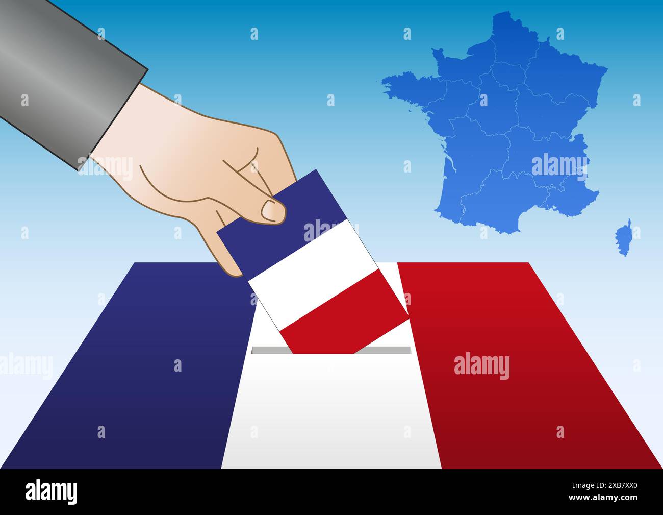 French elections, France, European Union, ballot box with french flag ...