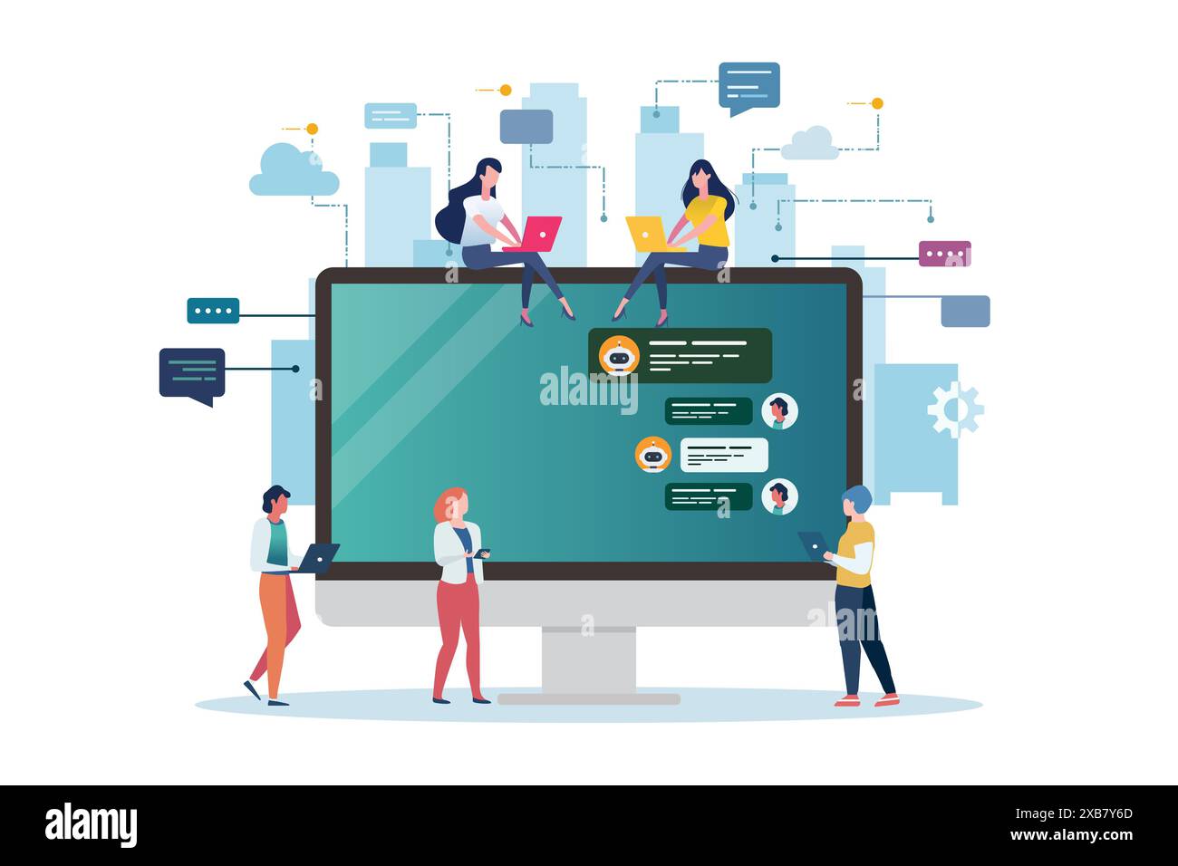 Social network web site surfing concept with computer screen. Global ...