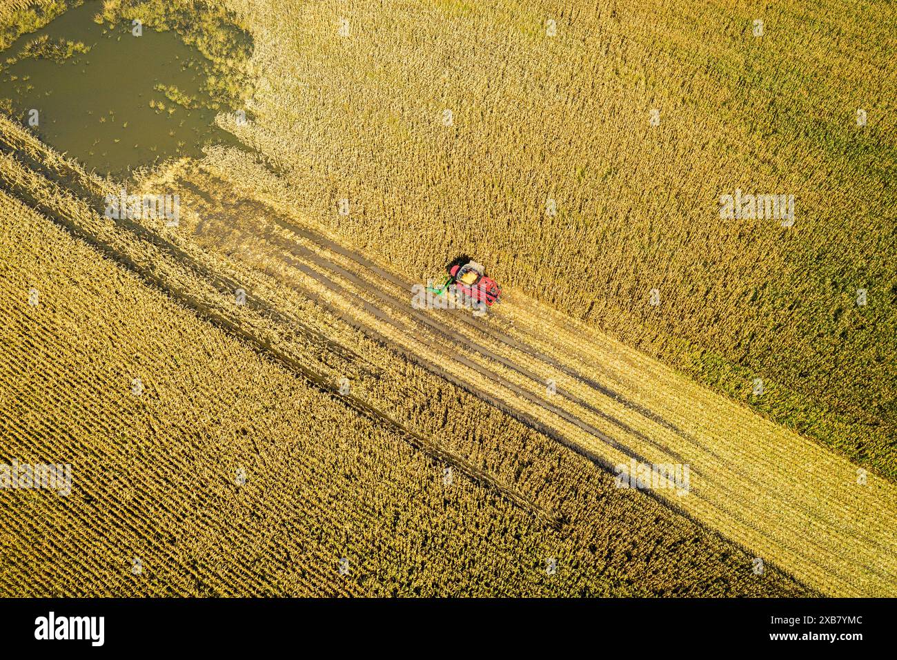 Aerial view plowing tractor in hi-res stock photography and images - Alamy