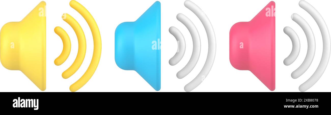 Volume audio dynamic loudspeaker wave sound acoustic music 3d icon set ...