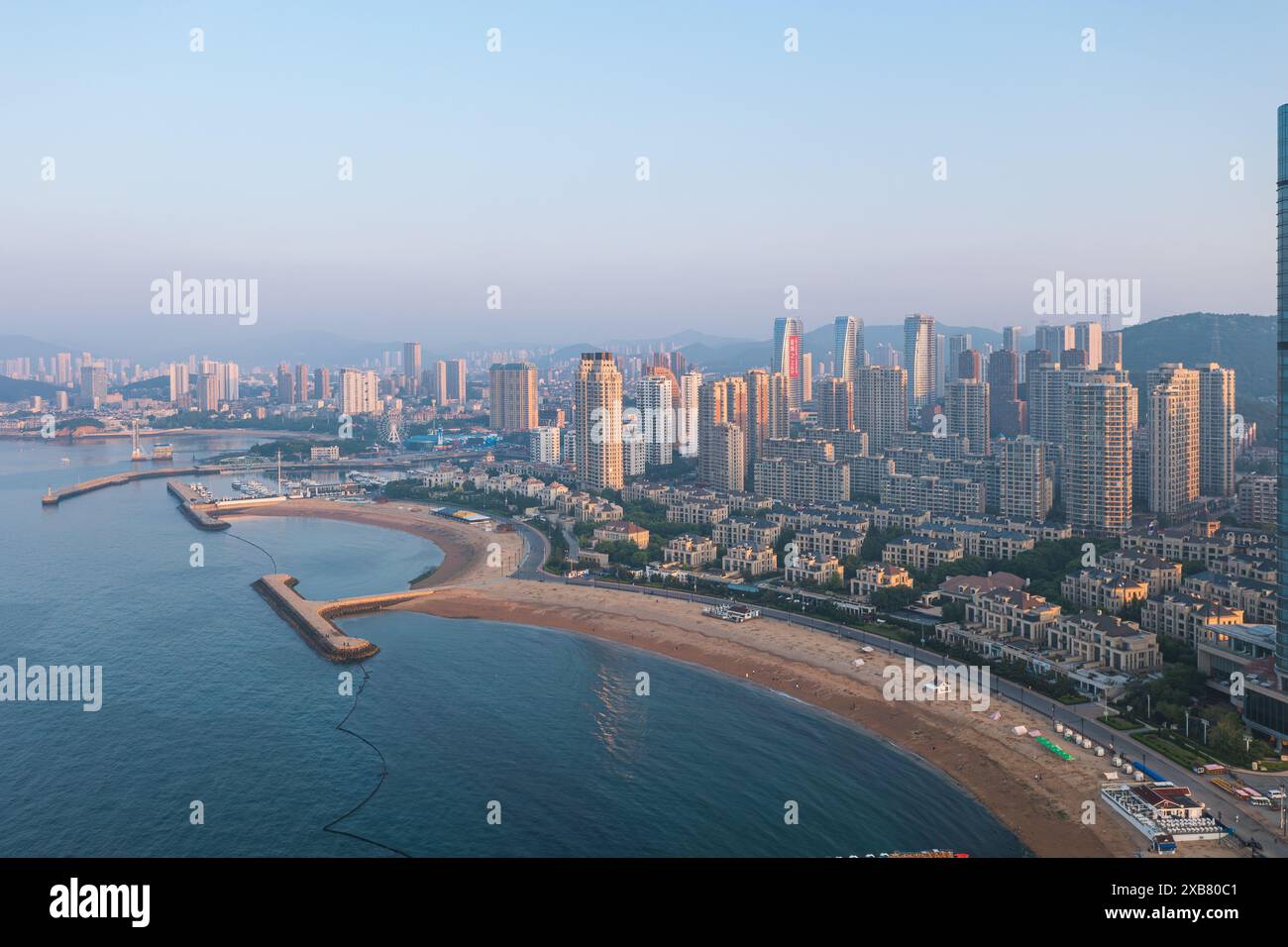 An aerial view of the skyscrapers of Dalian, Liaoning Province, China ...