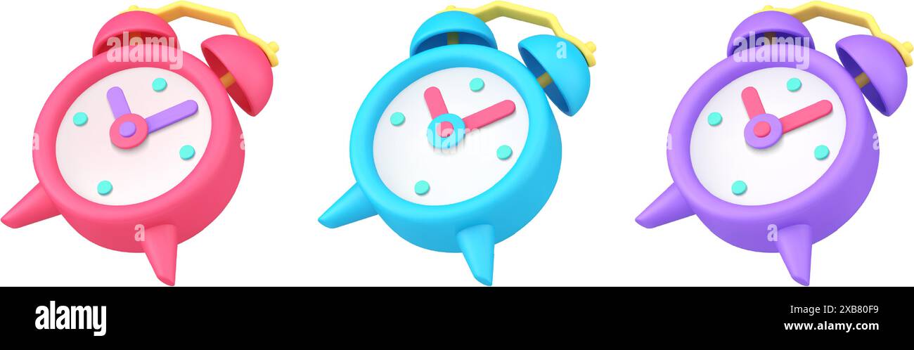 Alarm clock old fashioned vintage morning ring bell reminder 3d icon ...