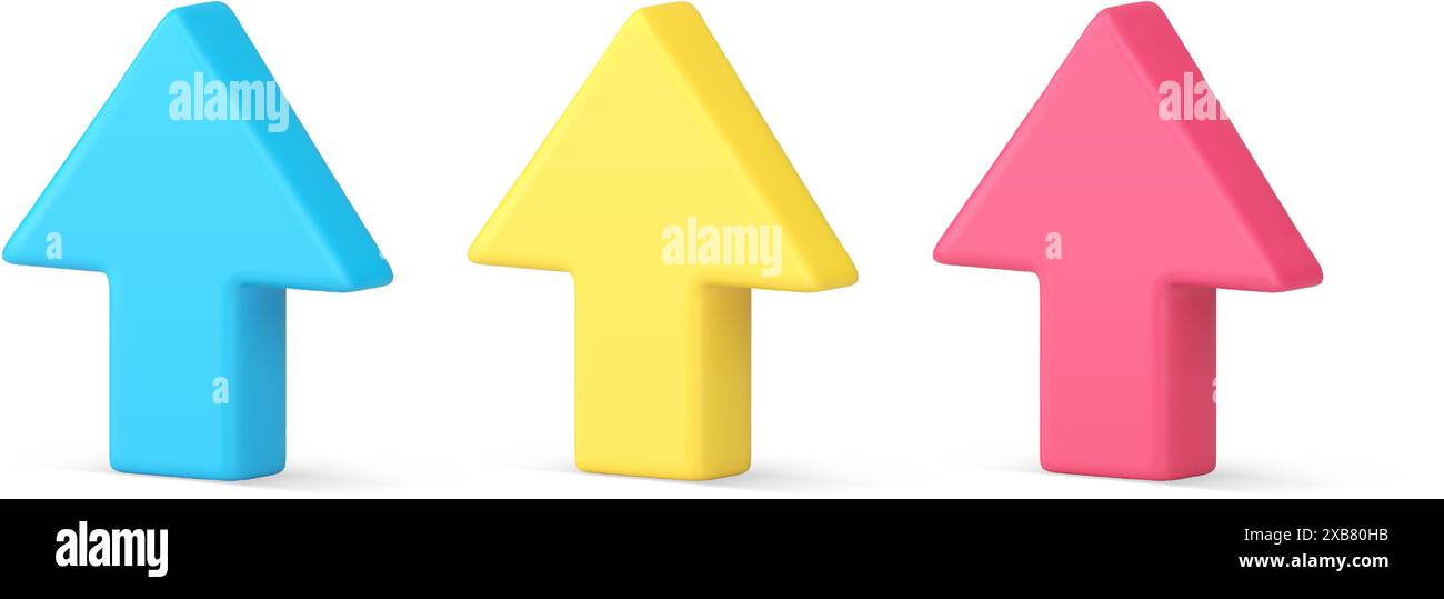 Arrow up upward direction glossy perspective pointer isometric 3d icon ...