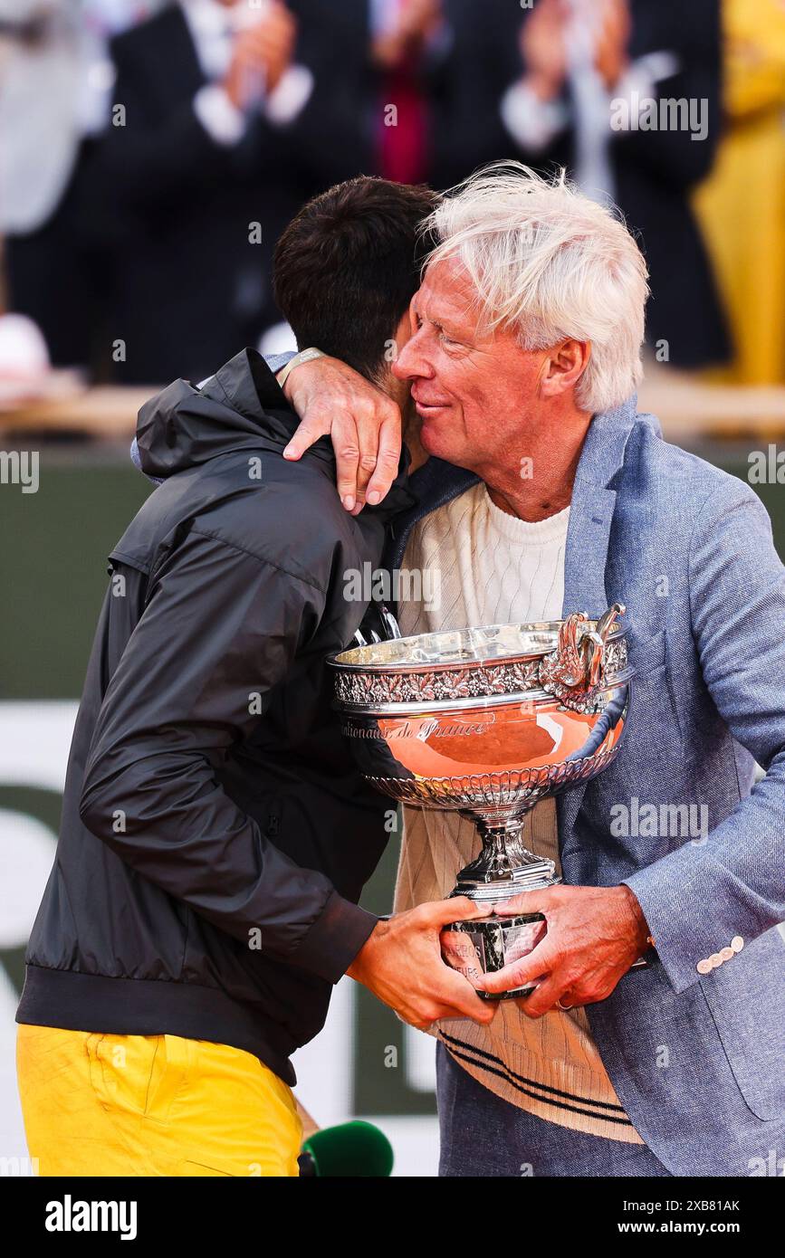 Tennis player Carlos Alcaraz from Spain and Bjoern Borg after the men’s ...