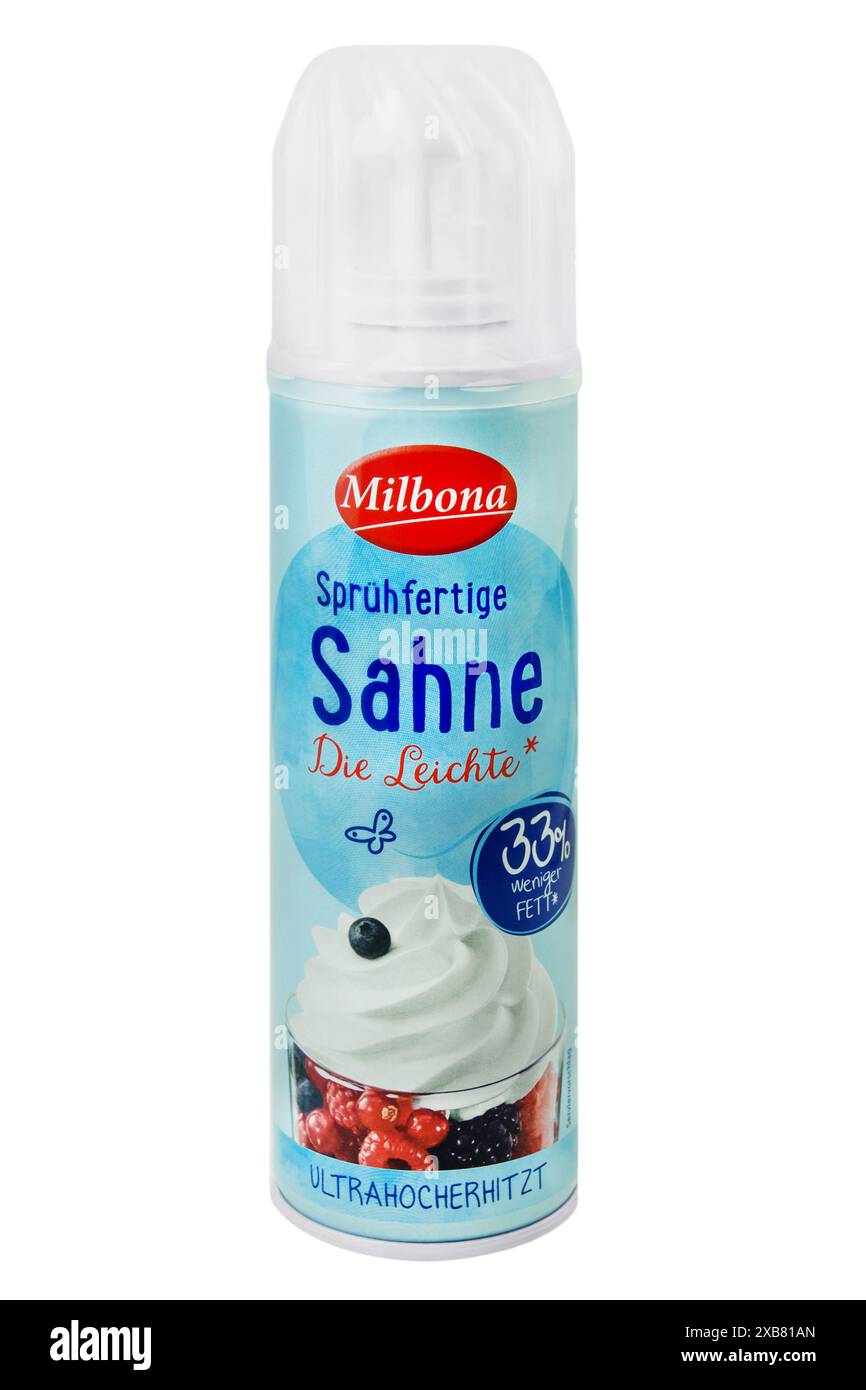 Hamburg, Germany - June 6 2024: Sahne Milbona isolated on white background Stock Photo - Alamy