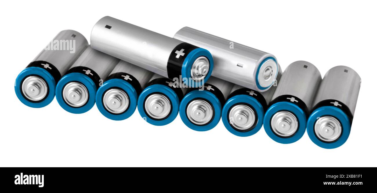 10 Batteries isolated on white background Stock Photo - Alamy