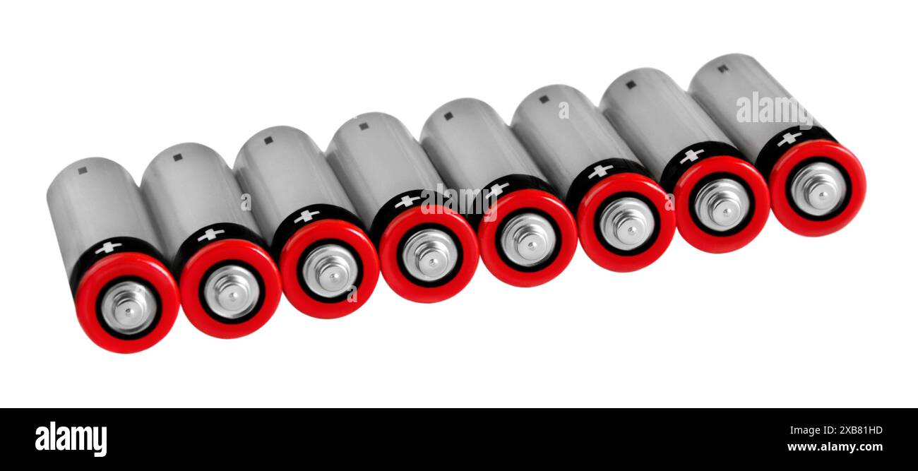 8 Batteries isolated on white background Stock Photo - Alamy